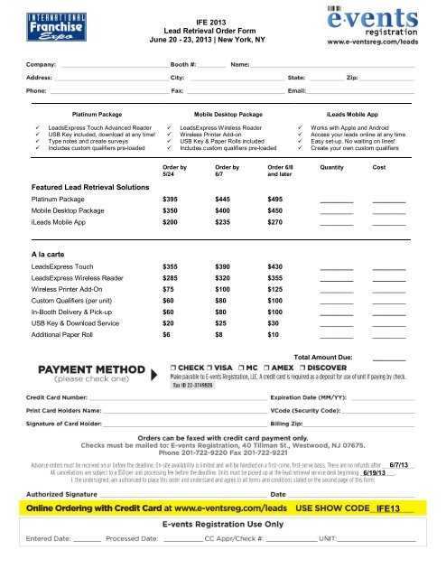 Lead Retrieval Order Form