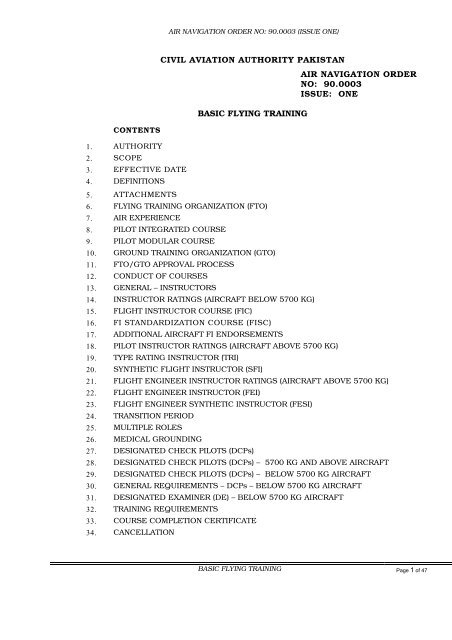 civil aviation authority pakistan air navigation order no: 90.0003 ...