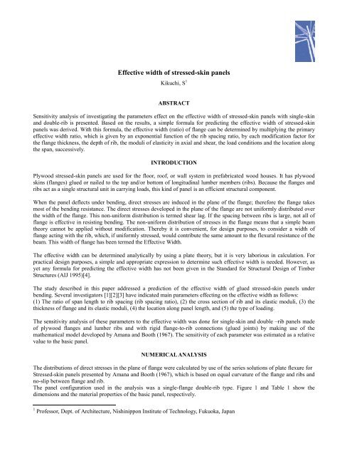 Effective Width of Stressed-skin Panels - WSU Timber Engineering