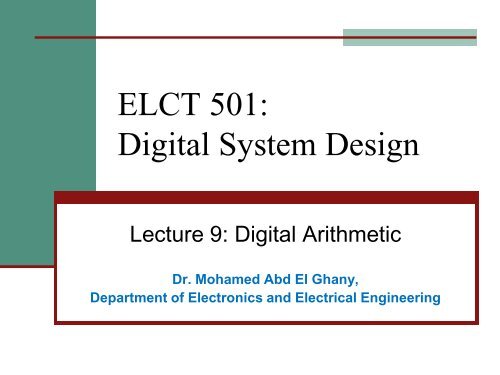 ELCT 501: Digital System Design
