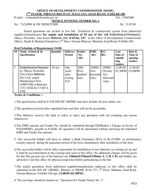 OFFICE OF DEVELOPMENT COMMISSIONER (MSME ... - Dc Msme