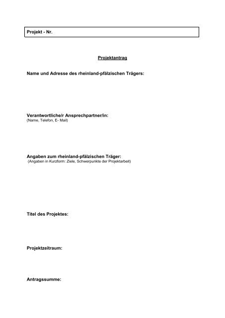 Muster Projektantrag - ELAN