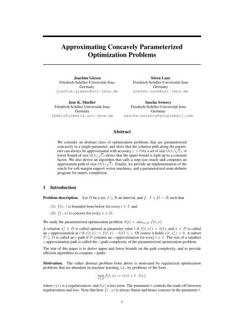 Approximating Concavely Parameterized Optimization Problems