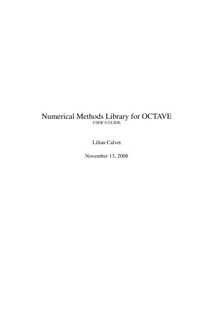 Numerical Methods Library For Octave