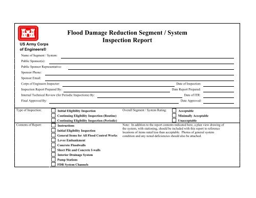 Flood Damage Reduction Segment / System Inspection Report