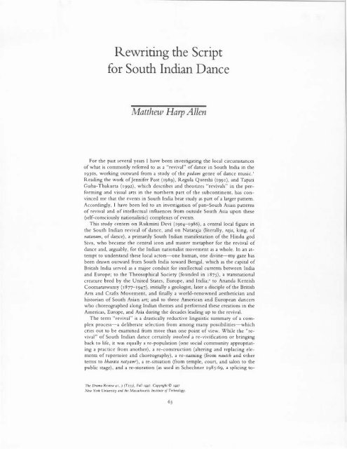 Rewriting the Script for South Indian Dance - Accelerated Motion