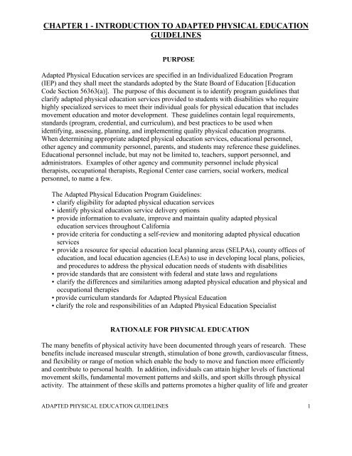 chapter 1 - introduction to adapted physical education guidelines