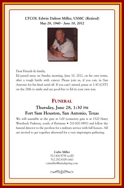 LTCOL Edwin Dalton Miller, USMC (Retired) - Jump Shack