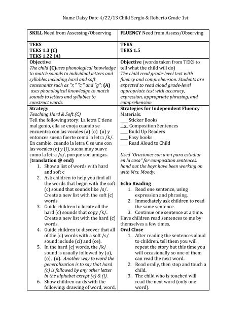 First Grade Lesson Plan - St. Edwards University