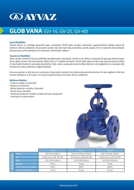 GLOB VANA (GV-16, GV-25, GV-40) - Ayvaz