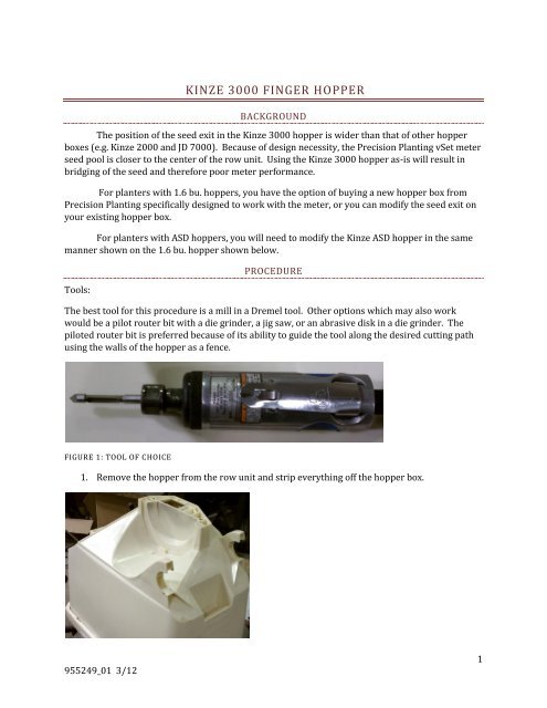 KINZE 3000 FINGER HOPPER - Precision Planting