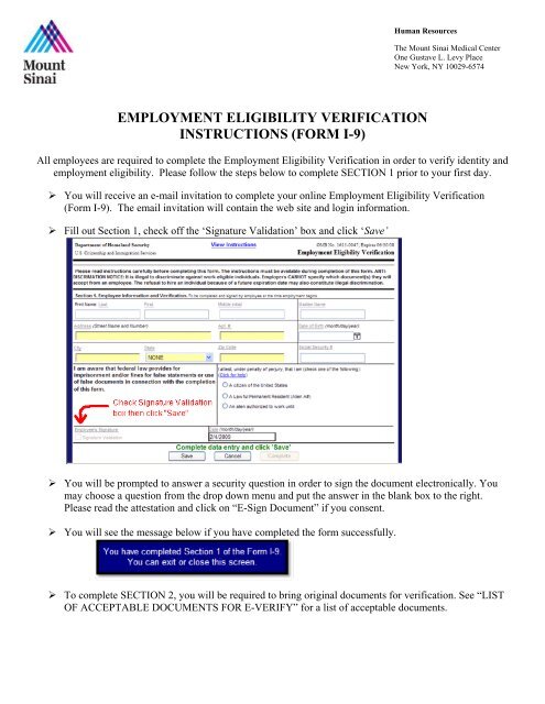 Employment Eligibility Verification Instructions Form I 9