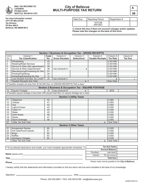 Annual Multi-Purpose Tax Return - City of Bellevue