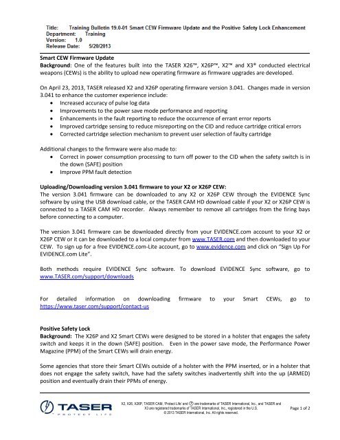 Training Bulletin 19.0-01 - TASER International