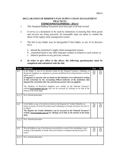 SCM-Bid documents SBD 8 - ETDP Seta