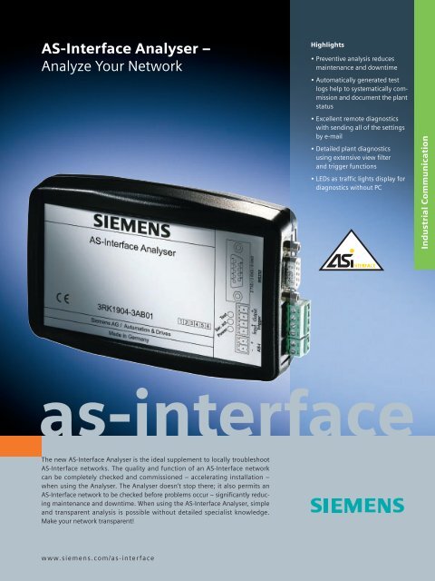 AS-Interface Analyser â Analyze Your Network - Siemens