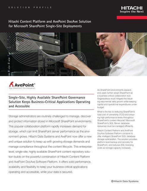Hitachi Content Platform and AvePoint DocAve Solutions for ...