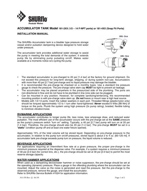 installation manual rv/marine applications beverage ... - SHURflo