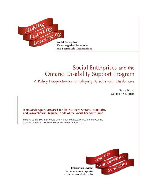 Social Enterprises and the Ontario Disability Support Program