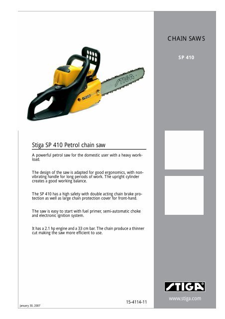 Stiga SP 410 Petrol chain saw CHAIN SAWS - Stiga.org