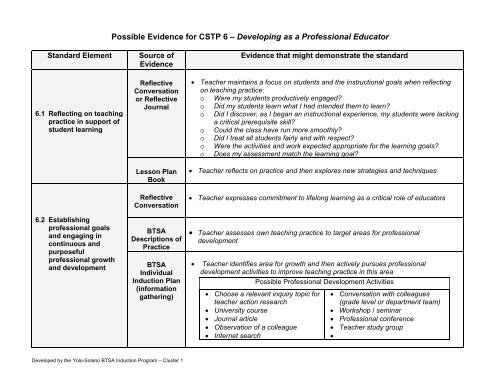 Possible Evidence for CSTP 6 – Developing as a Professional ...