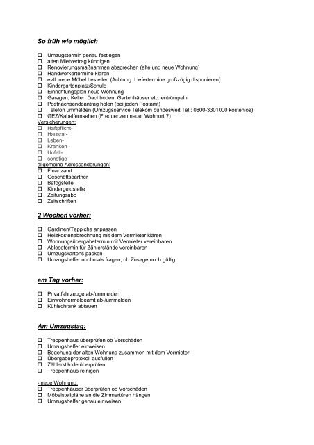 Checkliste Umzug Umzug – Checkliste Für Einen Stressfreien