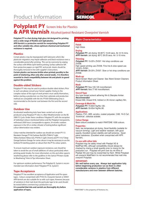 Polyplast PY - FUJIFILM SERICOL