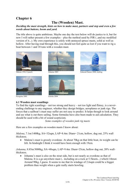 Chapter 6 The (Wooden) Mast. - The Junk Rig Association