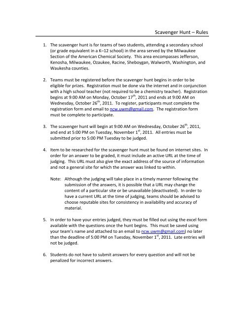 Scavenger Hunt â Rules