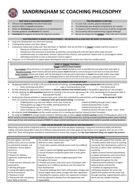 2013 Coaching Philosophy - Sandringham Soccer Club