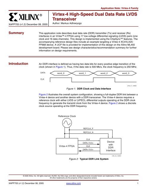 Xilinx XAPP705 Virtex-4 High-Speed Dual Data Rate LVDS ...