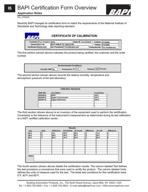 BAPI Certification Form Overview