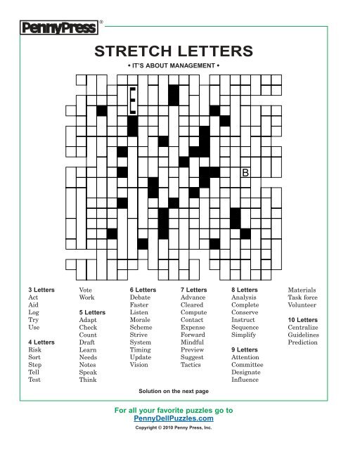 Stretch Letters PennyDellPuzzles