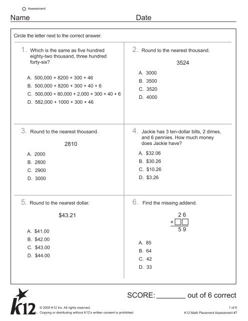 Assessment 7 - K12.com