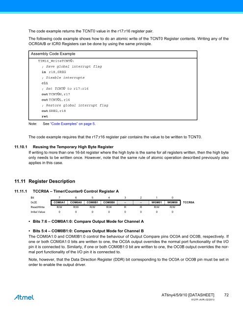 The code example returns