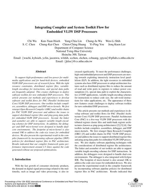 Integrating Compiler and System Toolkit Flow for Embedded VLIW ...