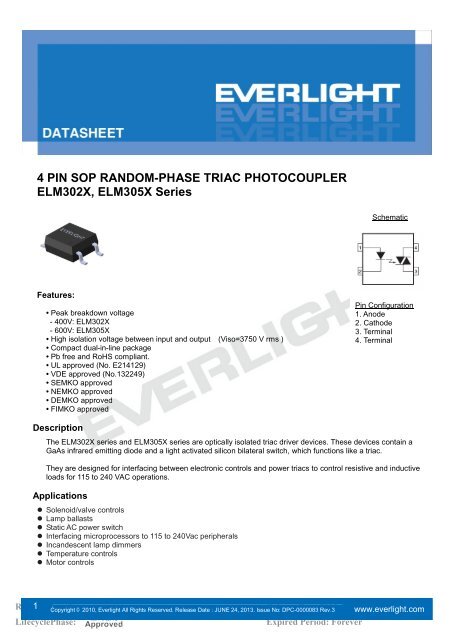 4 PIN SOP RANDOM-PHASE TRIAC ... - Everlight.com
