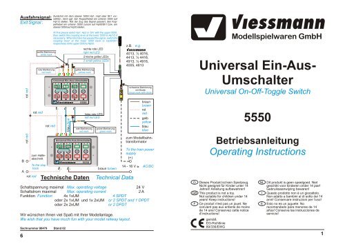 Bedienungsanleitung - Viessmann Modellspielwaren GmbH
