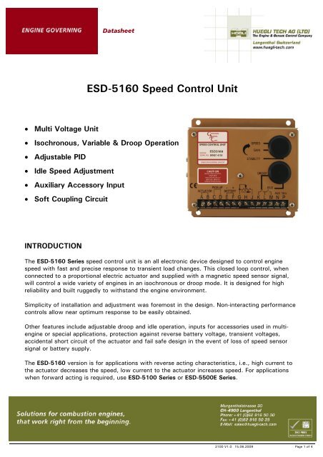 ESD-5160 Speed Control Unit - Huegli Tech