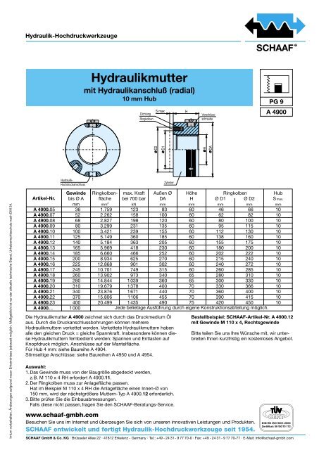 Hydraulikmutter - SCHAAF GmbH