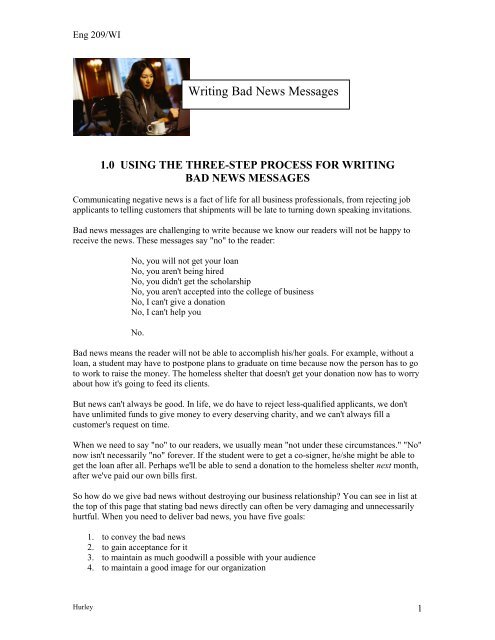 Writing Bad News Messages