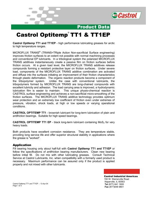 Castrol OptitempÂ® TT1 & TT1EP - ABLE Aerospace Adhesives