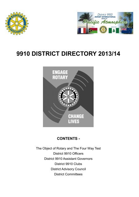 9910 district directory 2013/14 contents - Rotary of New Zealand