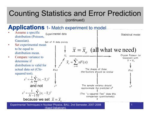 Counting Statistics and Error Prediction