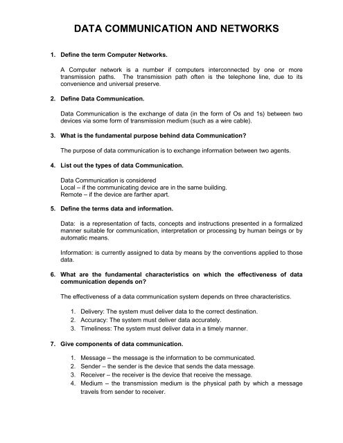 Data Communication And Networks