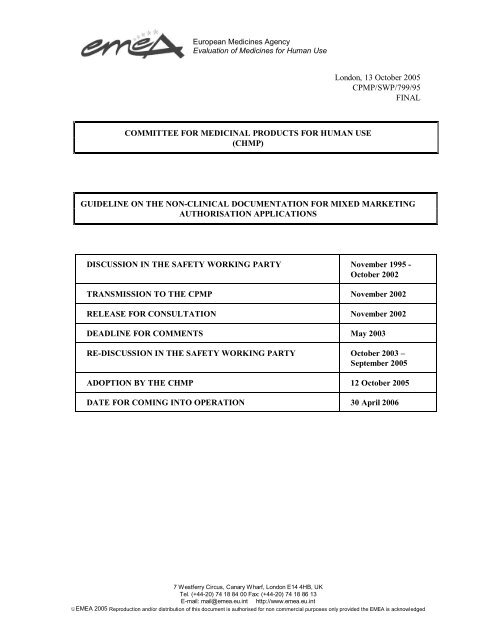 Guideline on Non-Clinical Documentation for Mixed Marketing ...