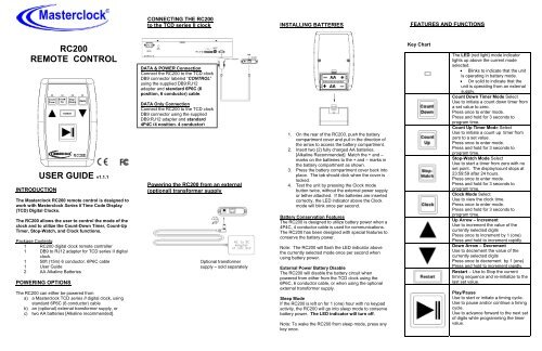 RC200 REMOTE CONTROL USER GUIDE v1.1.1 - Masterclock