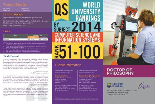 Download brochure - Faculty of Computer Science and Information ...