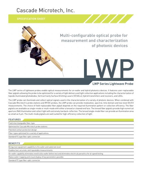 Multi-configurable optical probe for measurement ... - MB Electronique