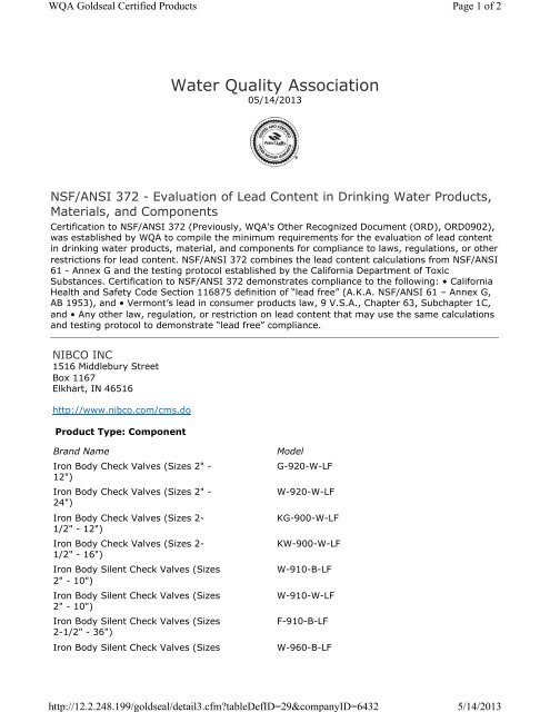 Certification Letter - NSF_ANSI_372_Silent_Checks.pdf - Nibco
